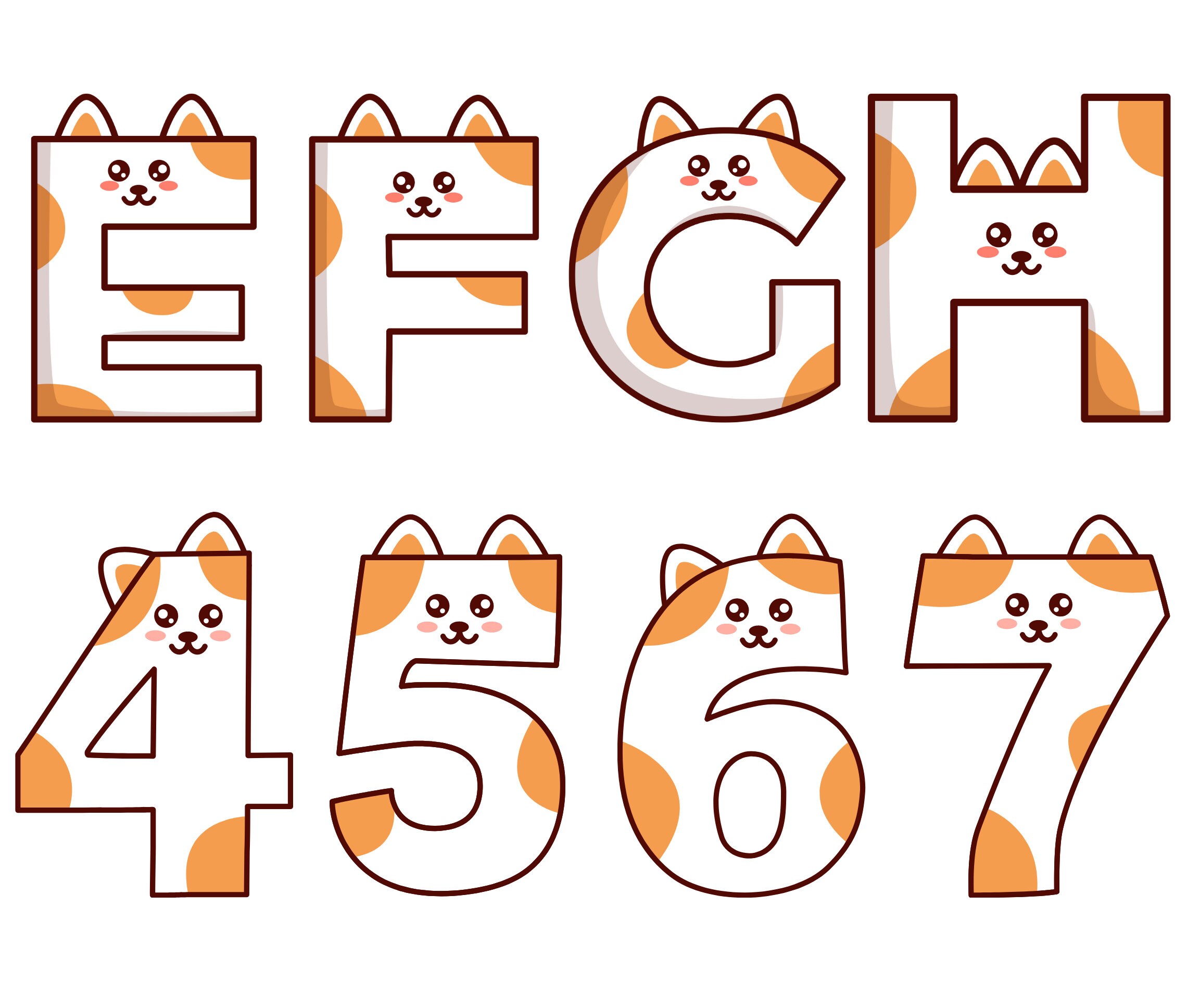 Cute A-Z Letters & Numbers Clipart Set SVG PNG JPG, Cat Alphabet ...