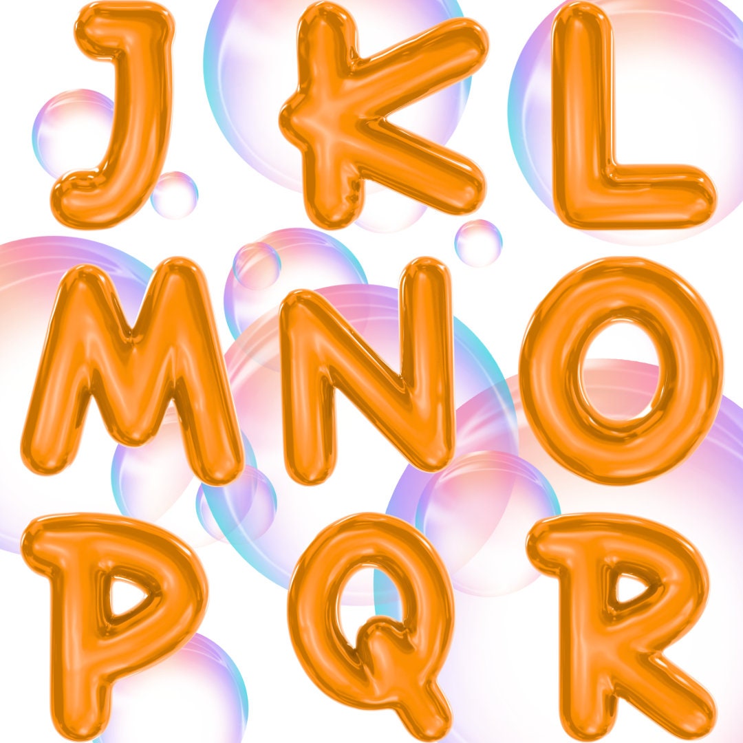 3D Bubble Letters Orange Font PNG SVG, Orange Bubbly Letter, Summer ...