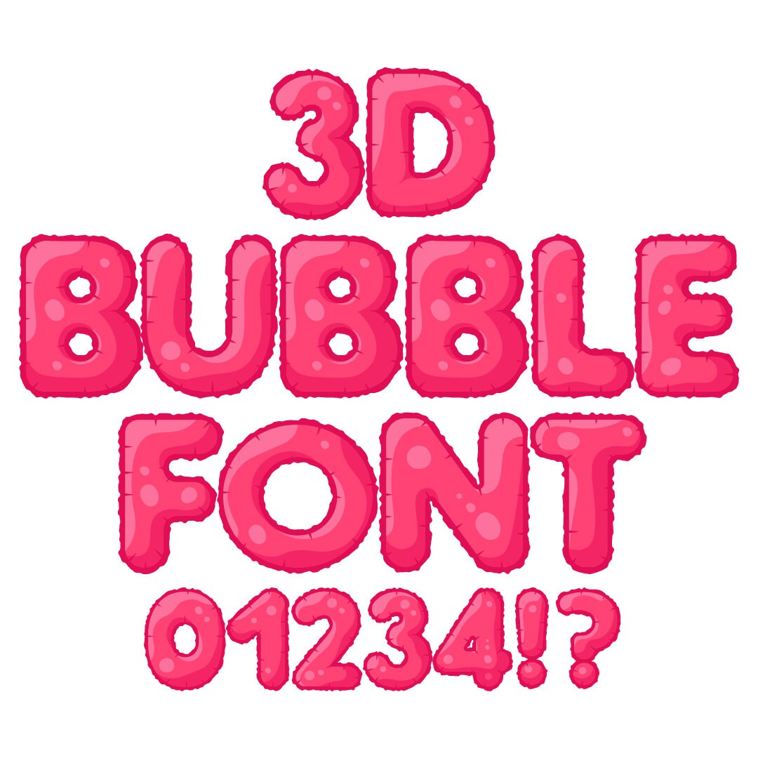 3D Bubble Letters Pink Font PNG SVG, Hot Pink Bubbly Letter, Summer ...