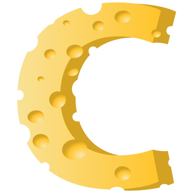 3D Cheese Typography Clipart Letters & Numbers SVG PNG Files, Doodle ...