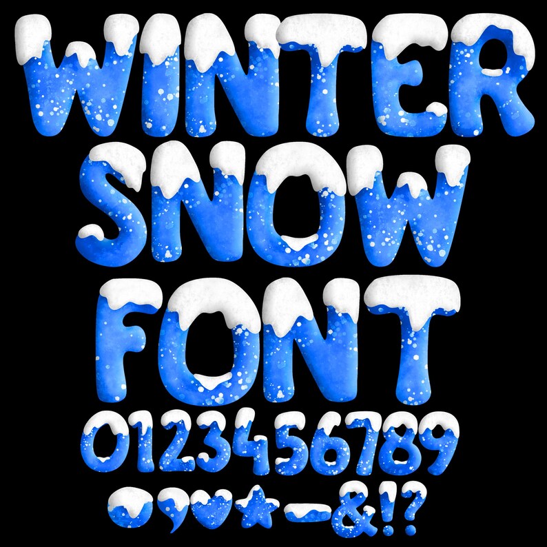 Winter Snow Watercolor Letters Font PNG SVG, Frozen Alphabet, 3D Frozen ...
