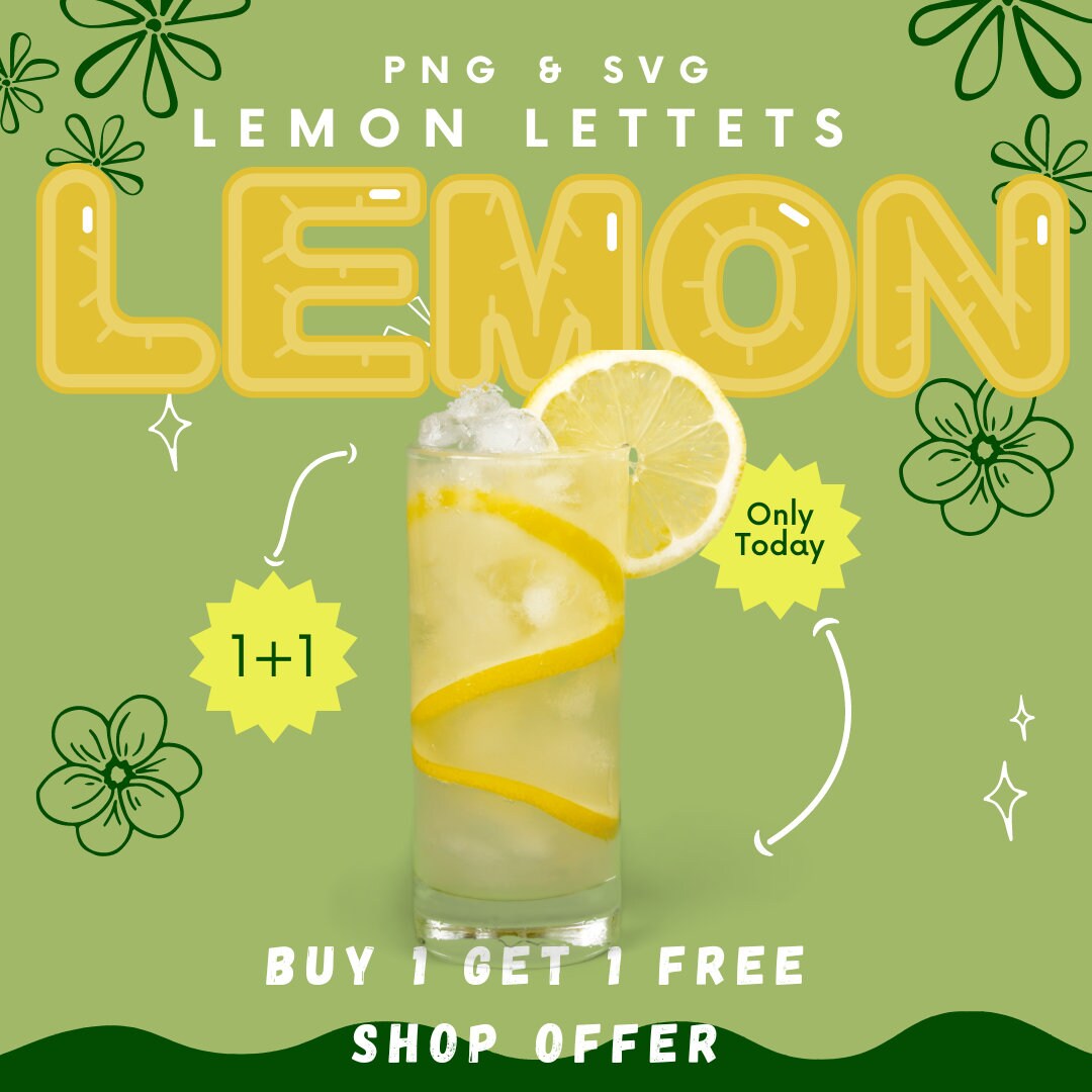 Lemon Font SVG PNG Pack Digital Download for Crafters, Lemon Letters ...
