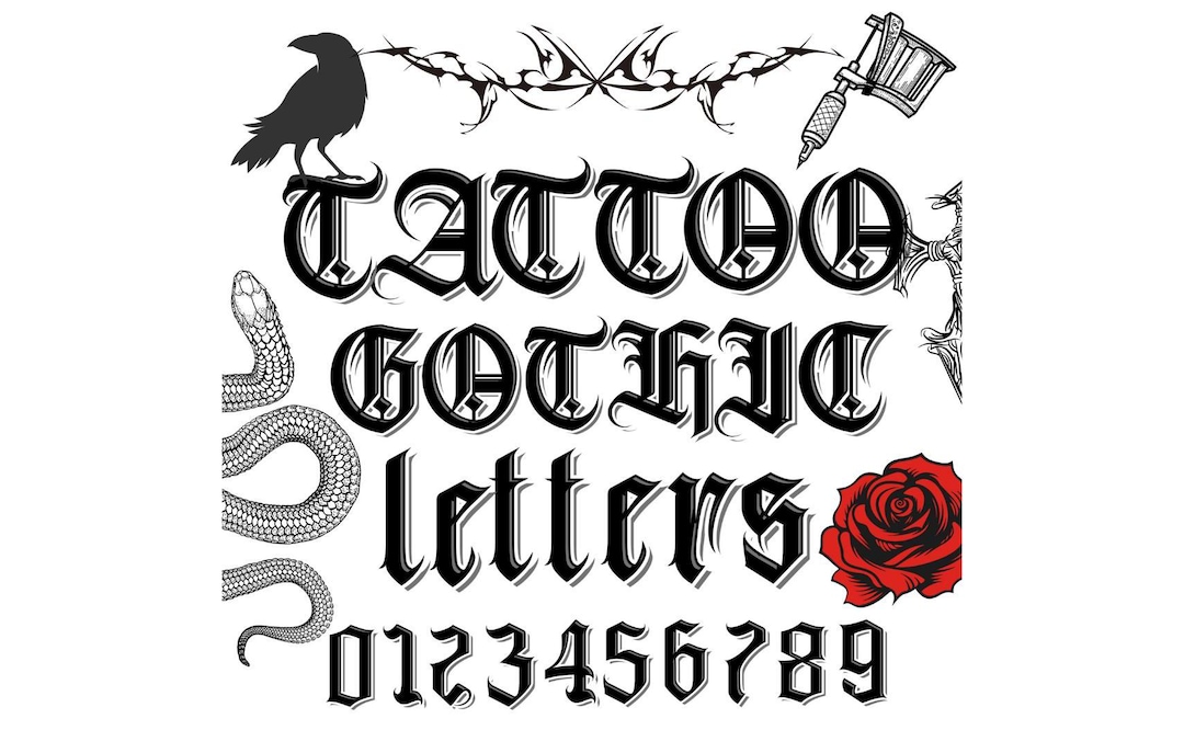 Tattoo Dark Gothic Font SVG PNG, Gothic Alphabet, Inc Letters, Black ...
