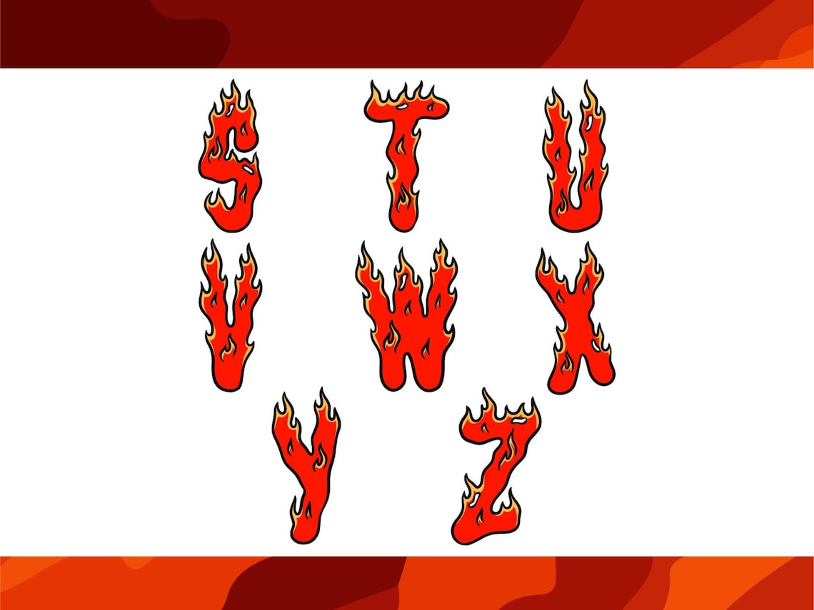 Feuer Buchstaben Schriftart PNG SVG, brennende Schriftart, Feuer Buchstaben Bündel für Cricut ...