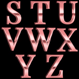 3D Rose Gold Chrome Letters Metallic Font PNG SVG, Chrome Rose Letter ...