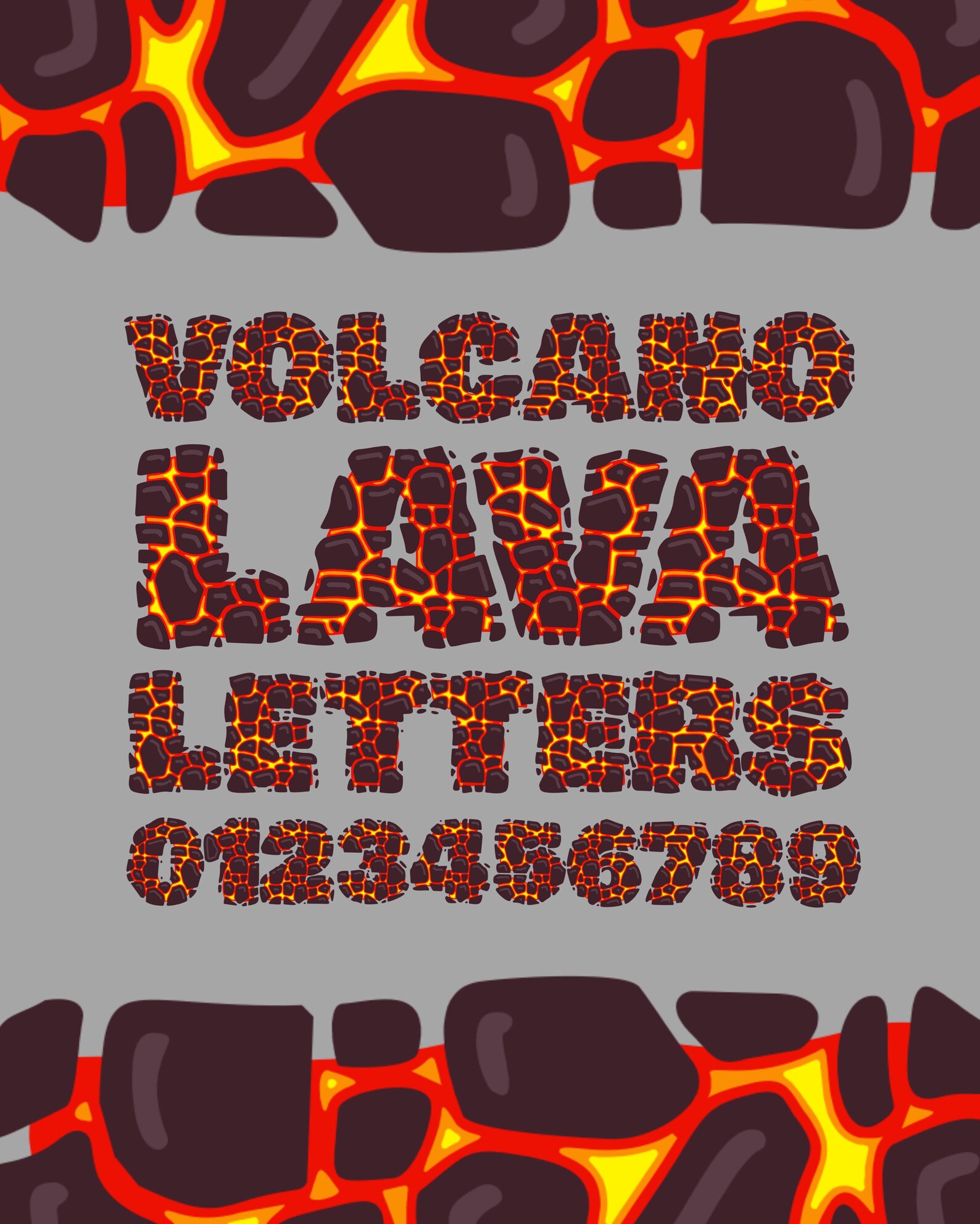 Lava Letters & Numbers PNG SVG | Volcano Font - Etsy