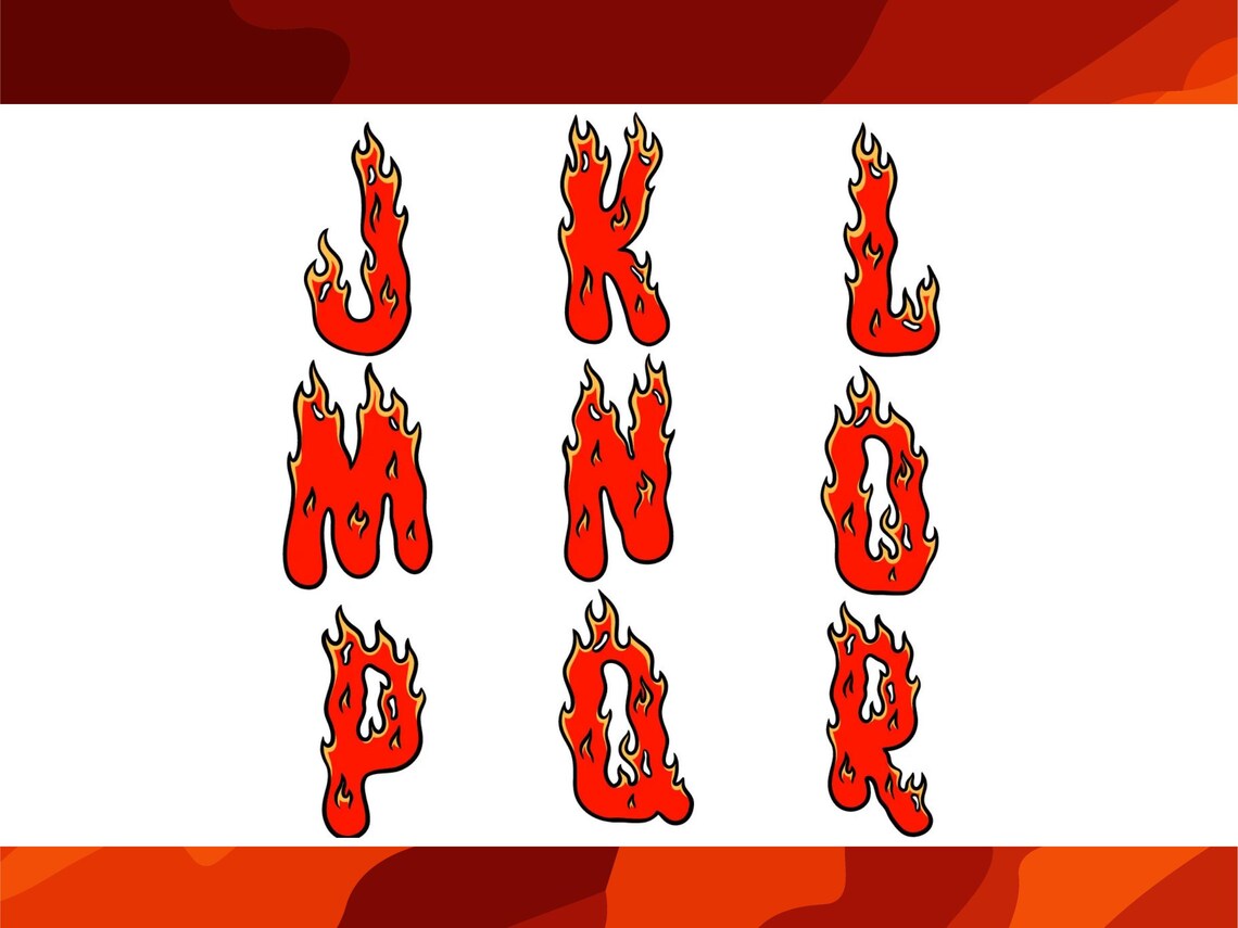 Feuer Buchstaben Schriftart PNG SVG, brennende Schriftart, Feuer Buchstaben Bündel für Cricut ...