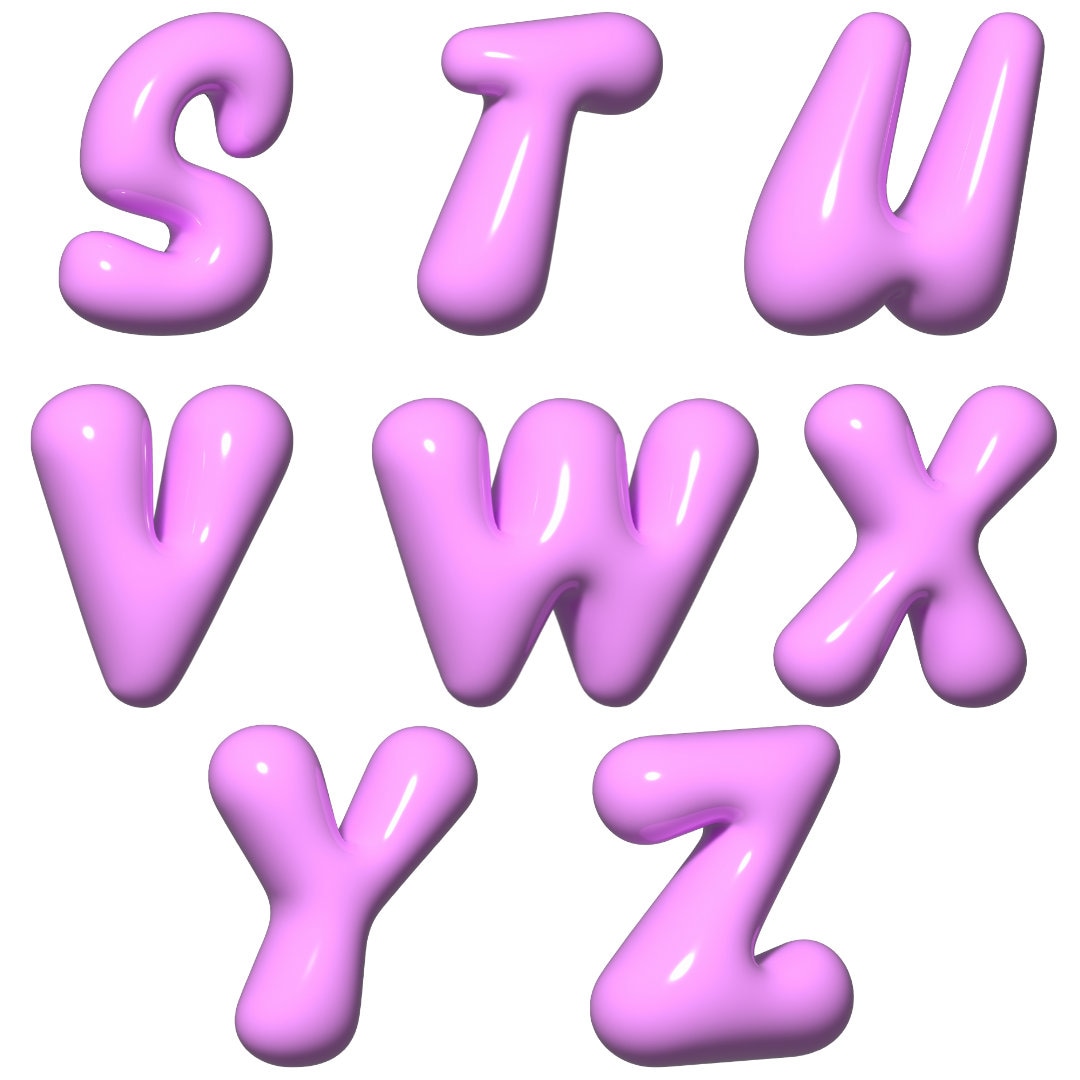 3D Bubble Letters Pink Font PNG SVG, Bubble Gum Pink Letters, Summer ...