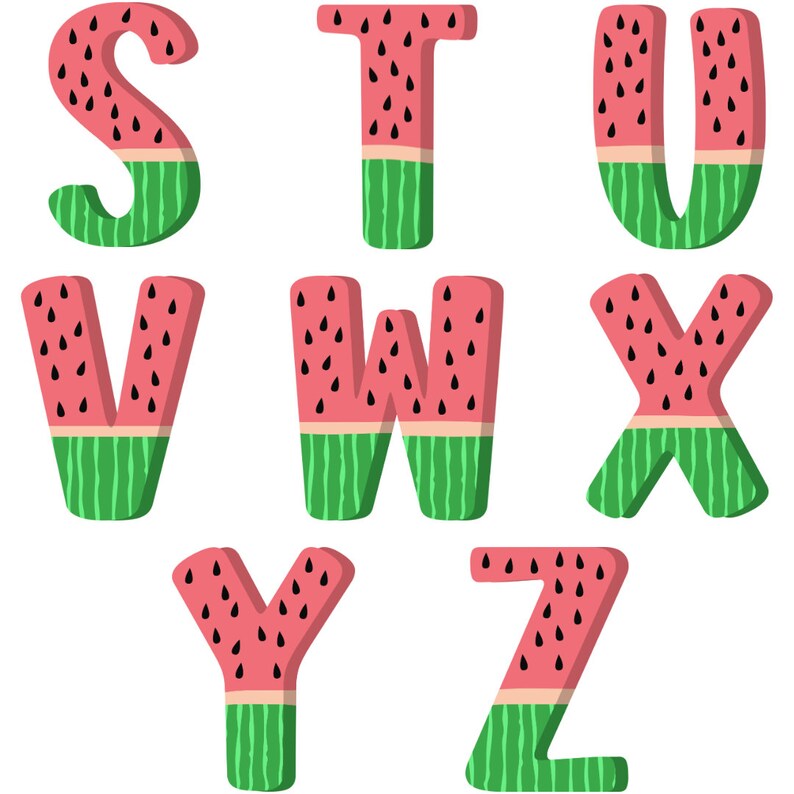 Watermelon Letters Font PNG SVG, Summer Letters, 3D Summer Cute Playful ...