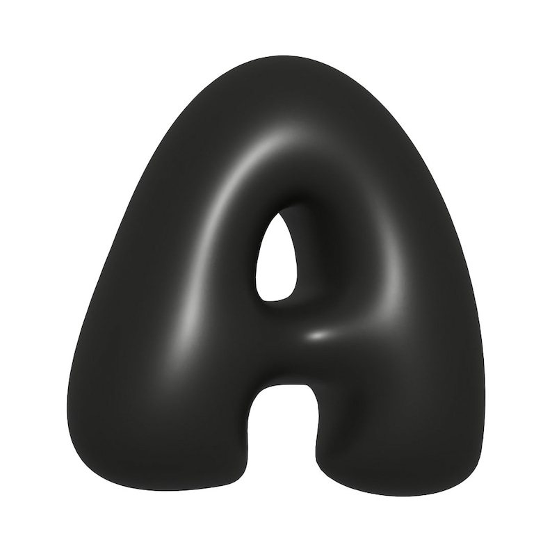 3D Bubble Letters Black Font PNG SVG, Bubble Gum Letters, Summer Cute ...