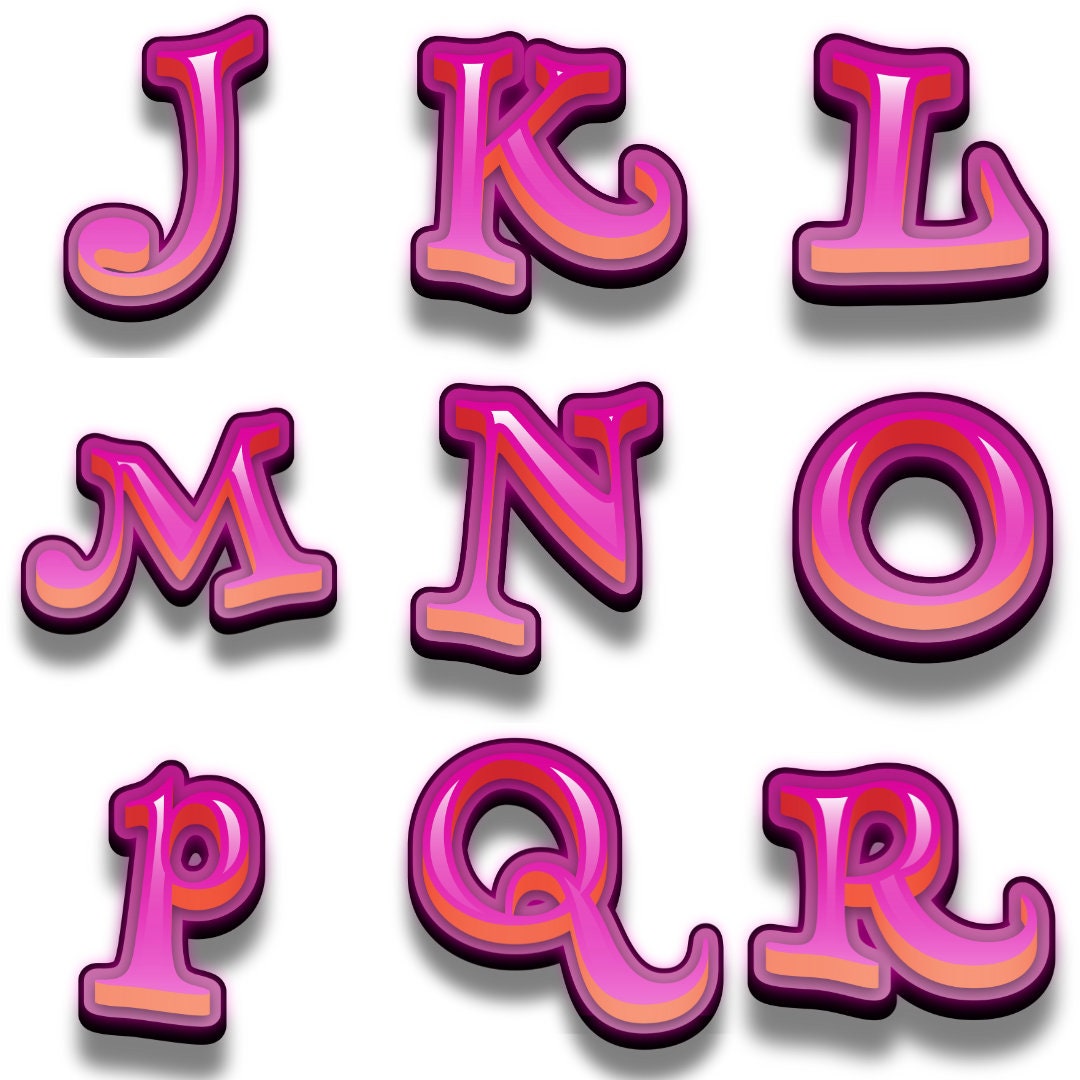 3D Comic Letters SVG, Graffiti Font PNG, Pink Alphabet, Doodle Alphabet ...
