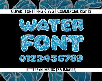3D Water Font: PNG SVG Dripping Letters & Numbers - Etsy