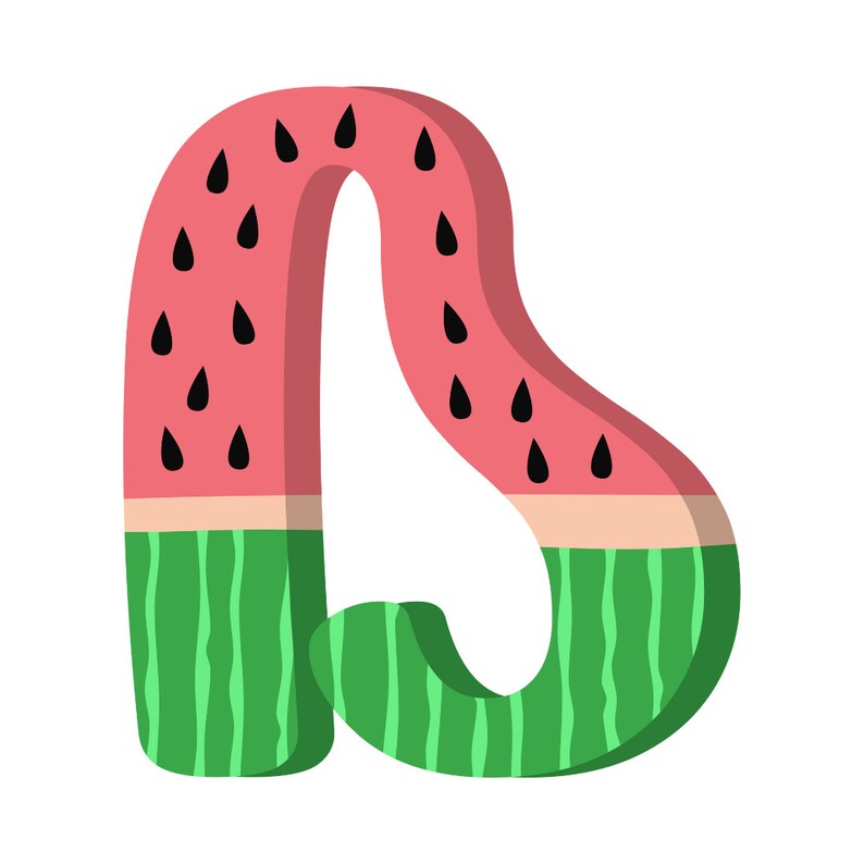 Watermelon Letters Font PNG SVG, Summer Letters, 3D Summer Cute Playful ...