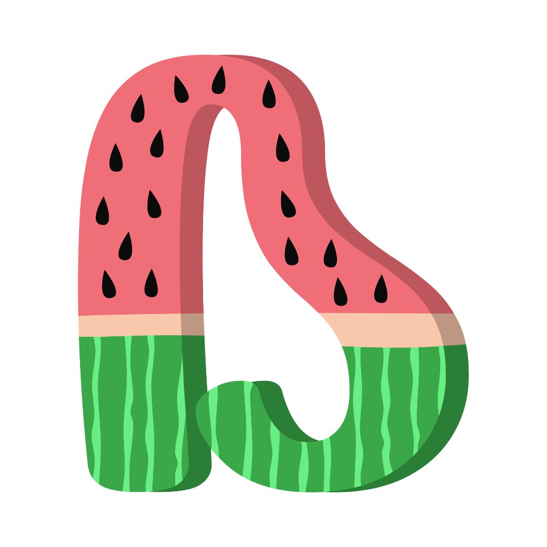 Watermelon Letters Font PNG SVG, Summer Letters, 3D Summer Cute Playful ...