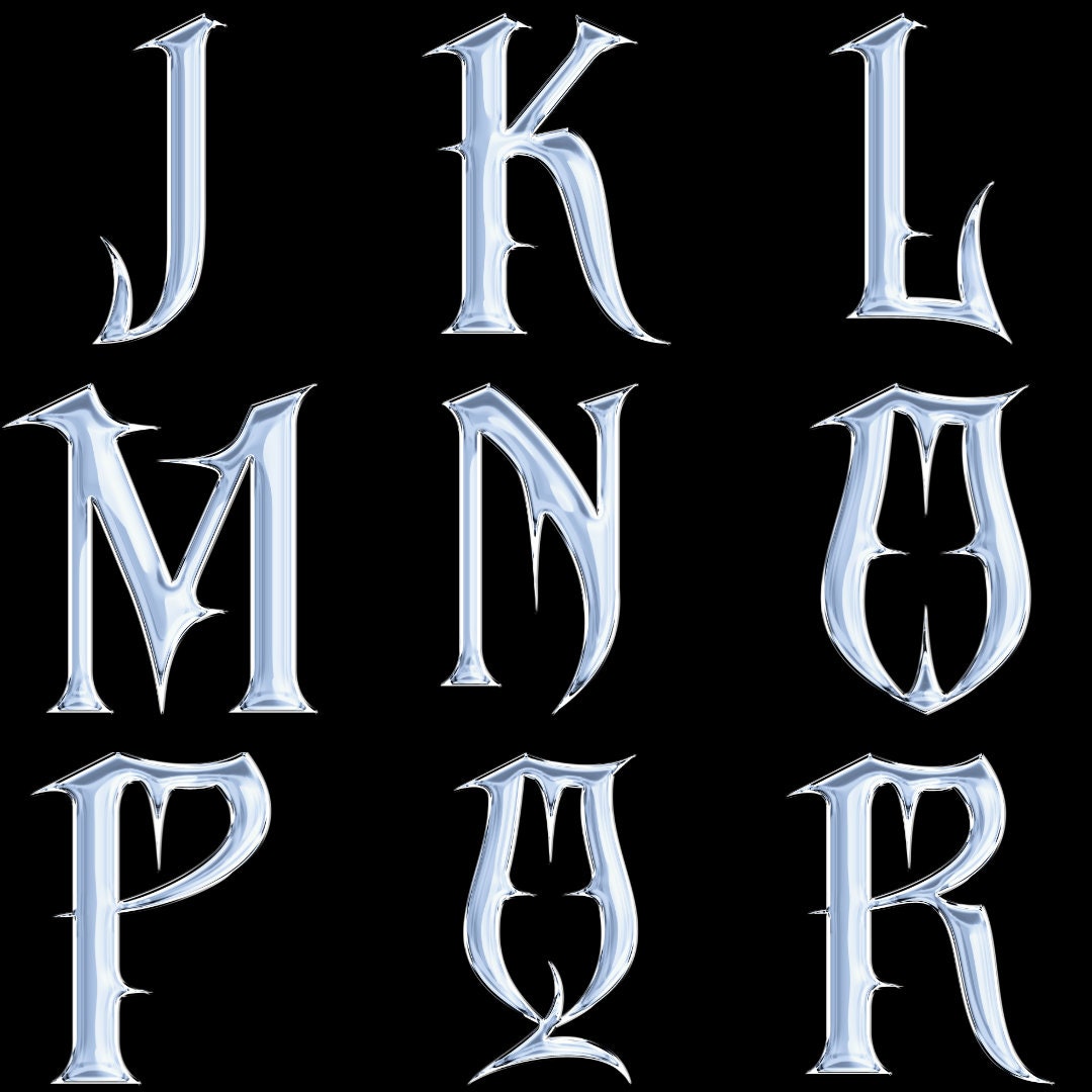 3D Silver Gothic Font SVG PNG, Alfabeto gótico, letras góticas, fuente ...