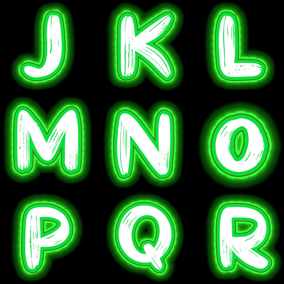 Neon Green Font SVG PNG, Glow Effect Font, Neon Numbers, Green Neon ...