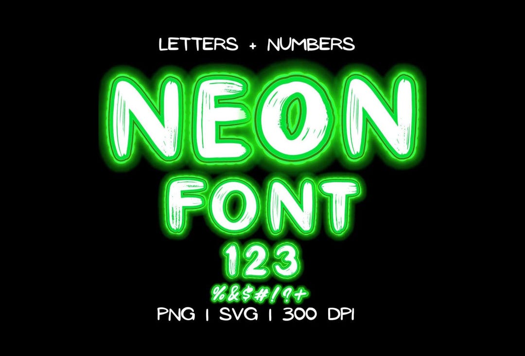 Neon Green Font SVG PNG, Glow Effect Font, Neon Numbers, Green Neon ...