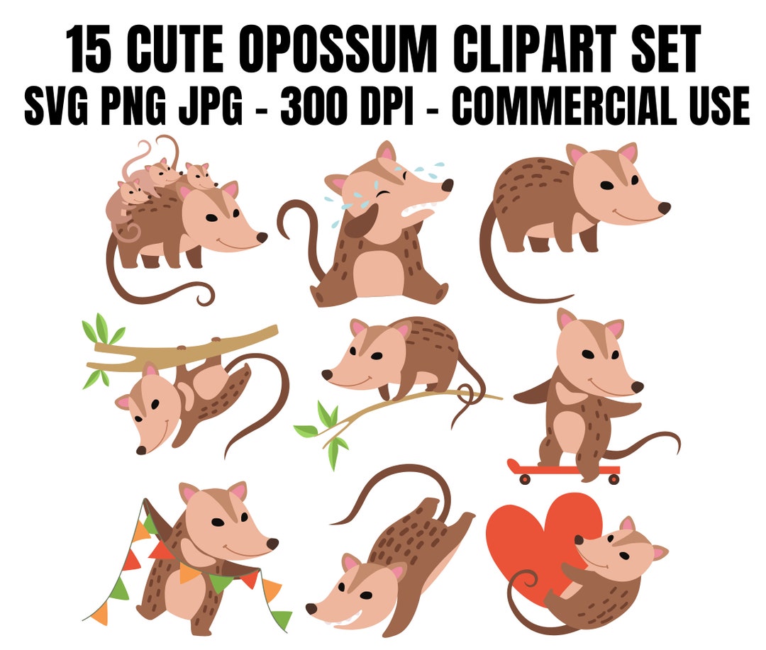 15 Cute Opossum Clipart Bundle SVG PNG JPG Pdf Icons Kawaii - Etsy UK
