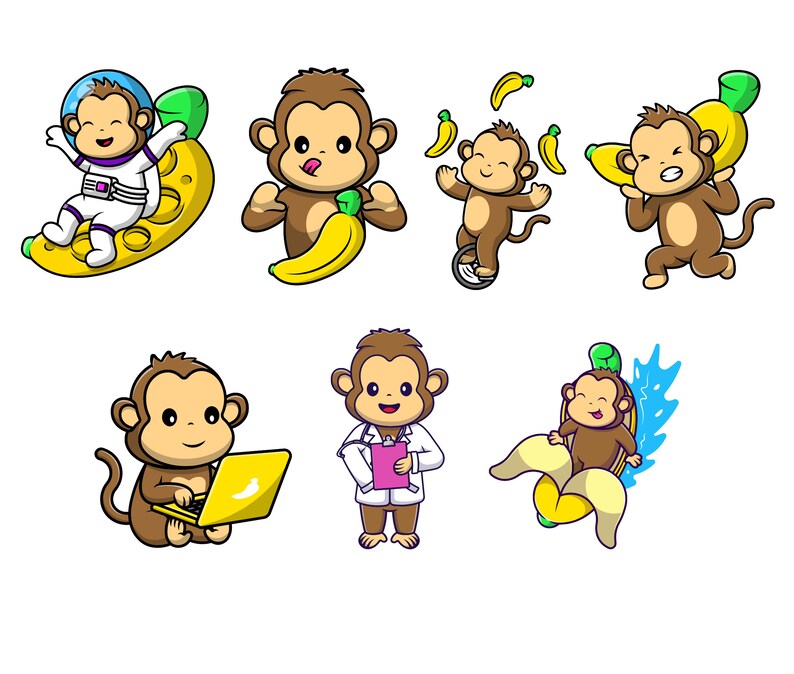 19 Cute Monkey Clipart Bundle SVG PNG JPG Pdf Kawaii Monkey - Etsy ...