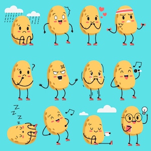 20 Cute Potato Clipart Bundle SVG PNG JPG Kawaii Potato Baby Potato ...