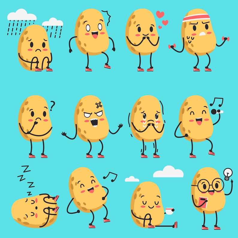 20 Cute Potato Clipart Bundle SVG PNG JPG Kawaii Potato Baby Potato ...