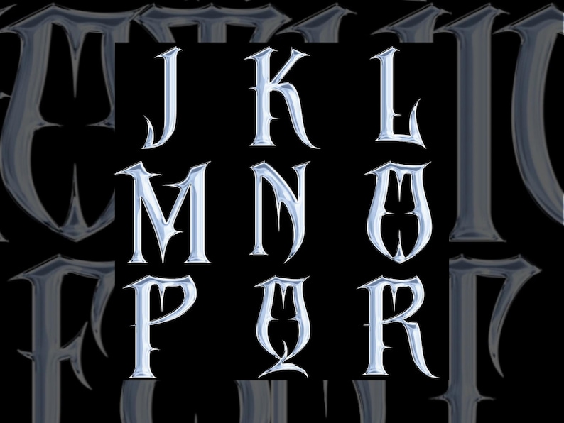 3D Silver Gothic Font SVG PNG, Gothic Alphabet, Gothic Letters, Silver ...