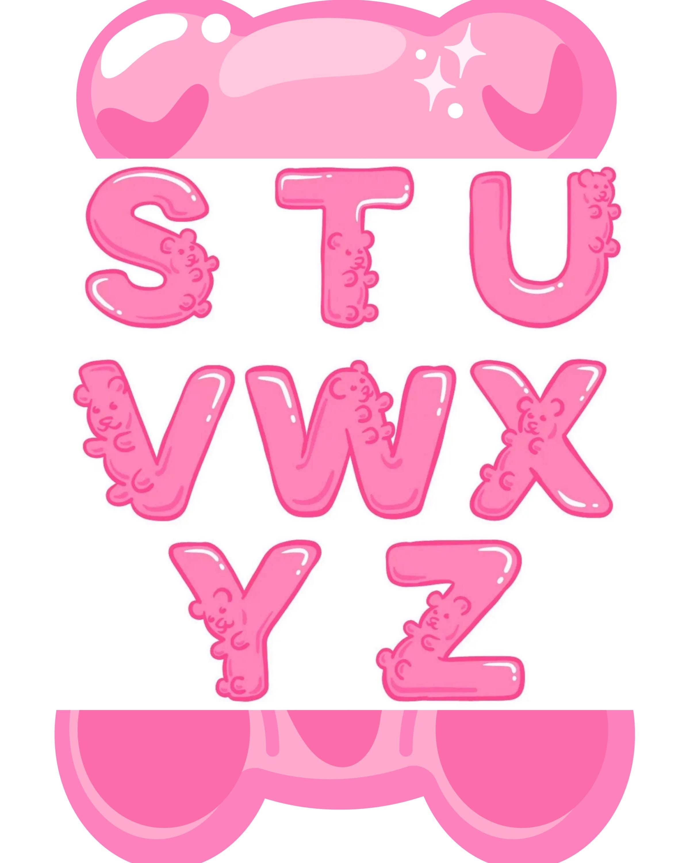 Gummy Bear Font: Pink Bubbly Letters, Numbers PNG SVG (commercial Use ...