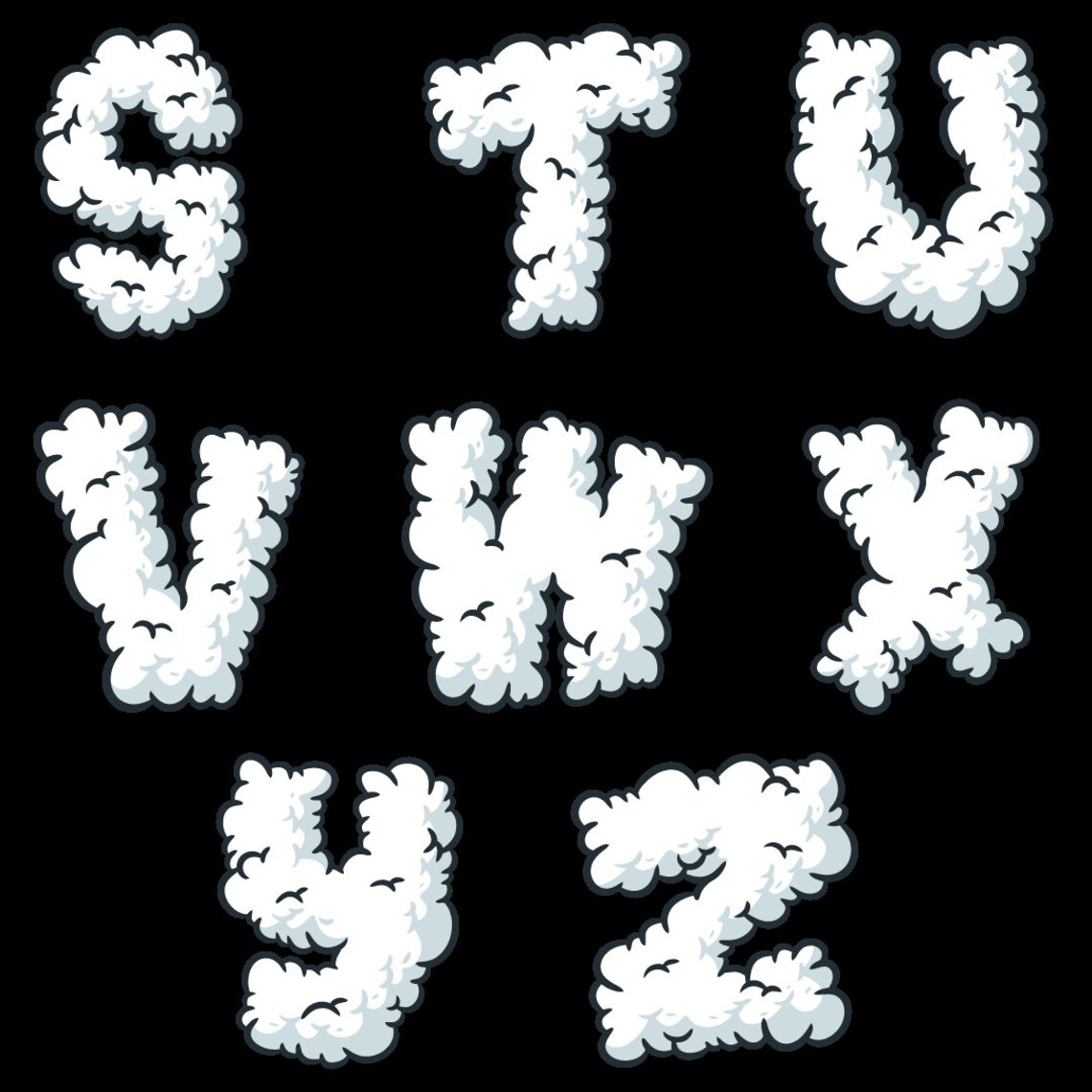 3D Clouds Letters Font PNG SVG, Cloud Letters, 3D Cute Playful Letters ...