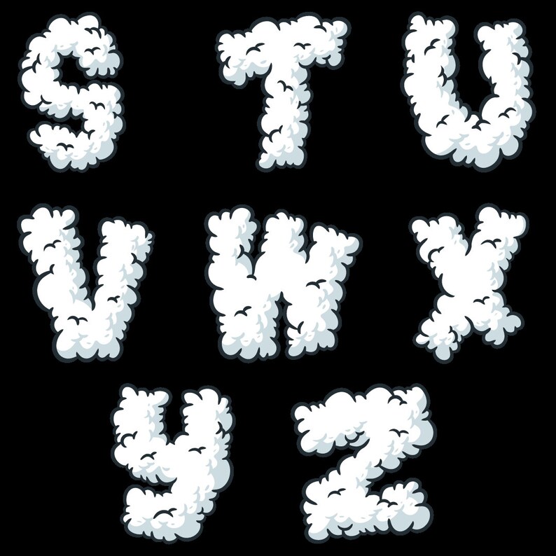 3D Clouds Letters Font PNG SVG, Cloud Letters, 3D Cute Playful Letters ...