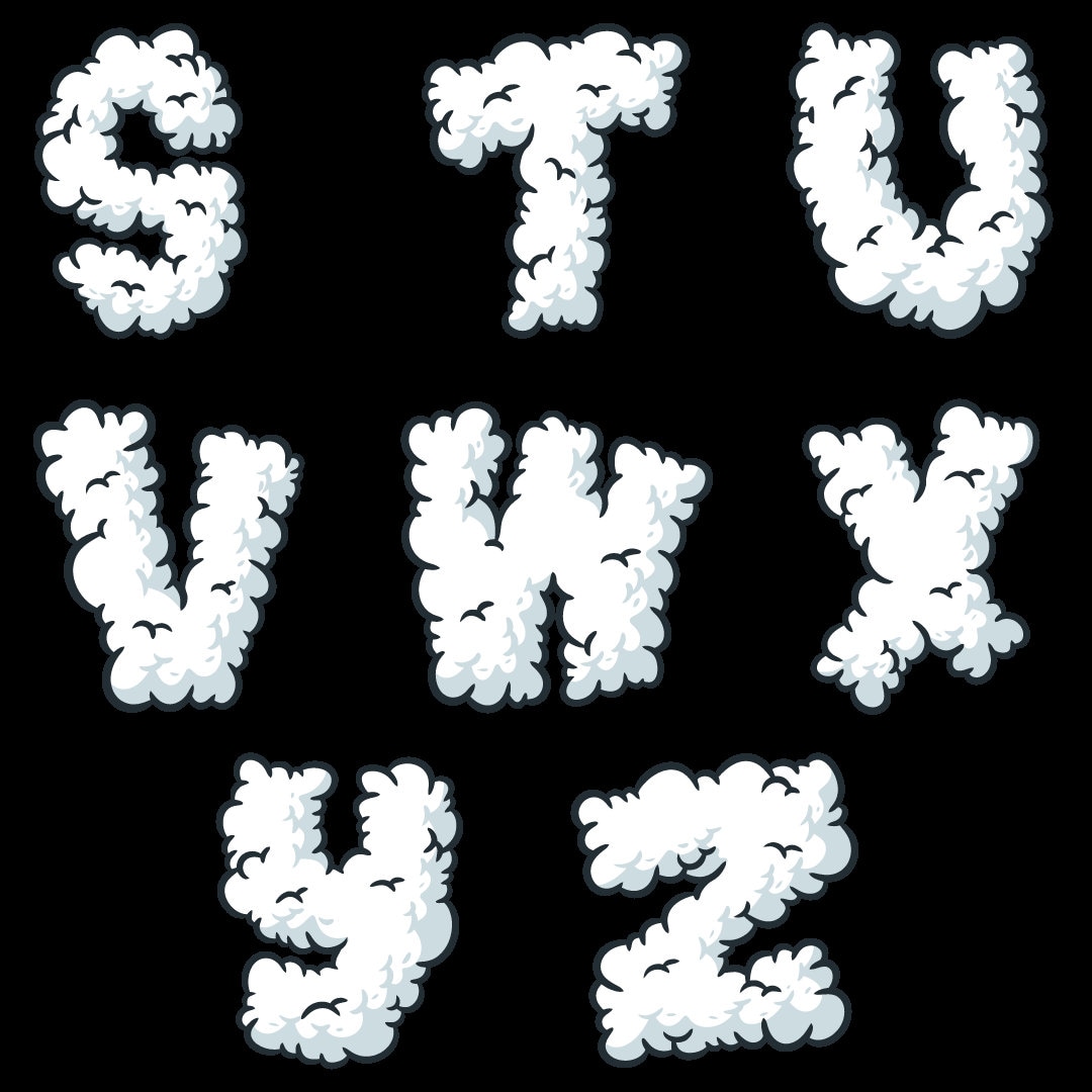3D Clouds Letters Font PNG SVG, Cloud Letters, 3D Cute Playful Letters ...