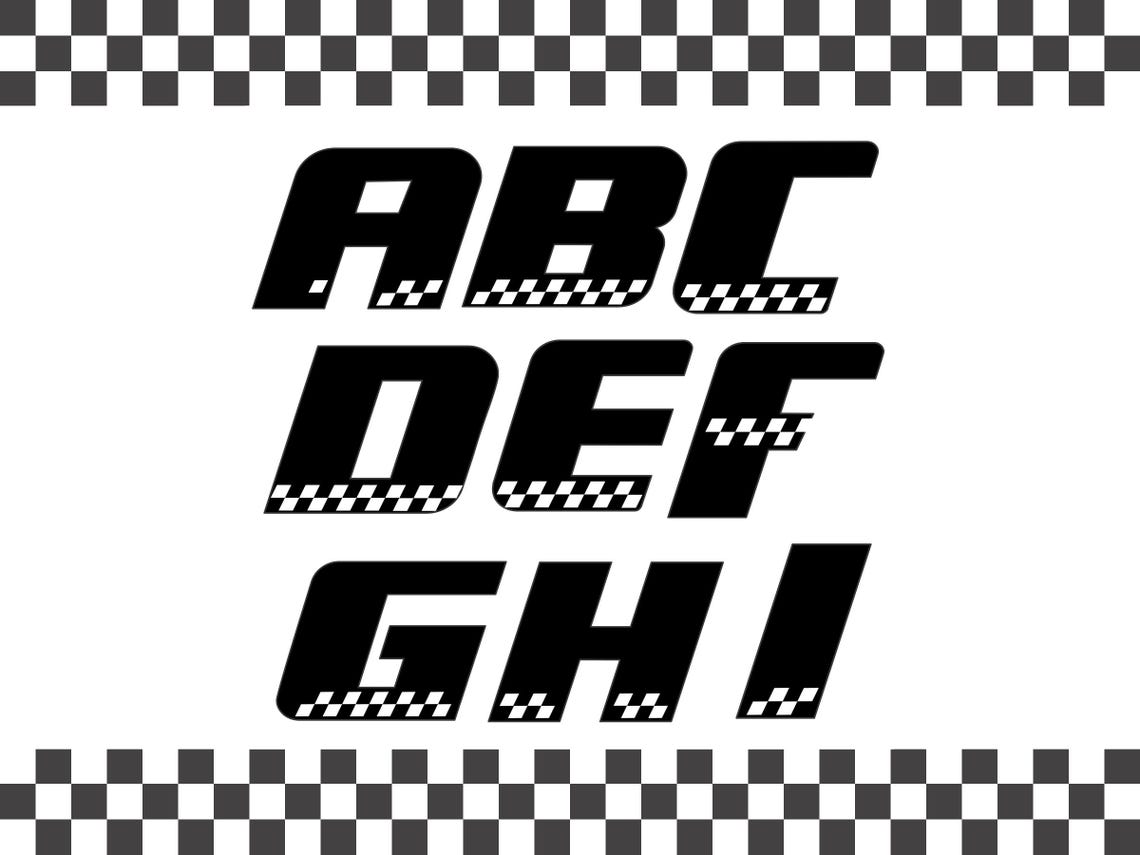Checkered Sport Racing Font: SVG PNG Alphabet (digital Download) - Etsy
