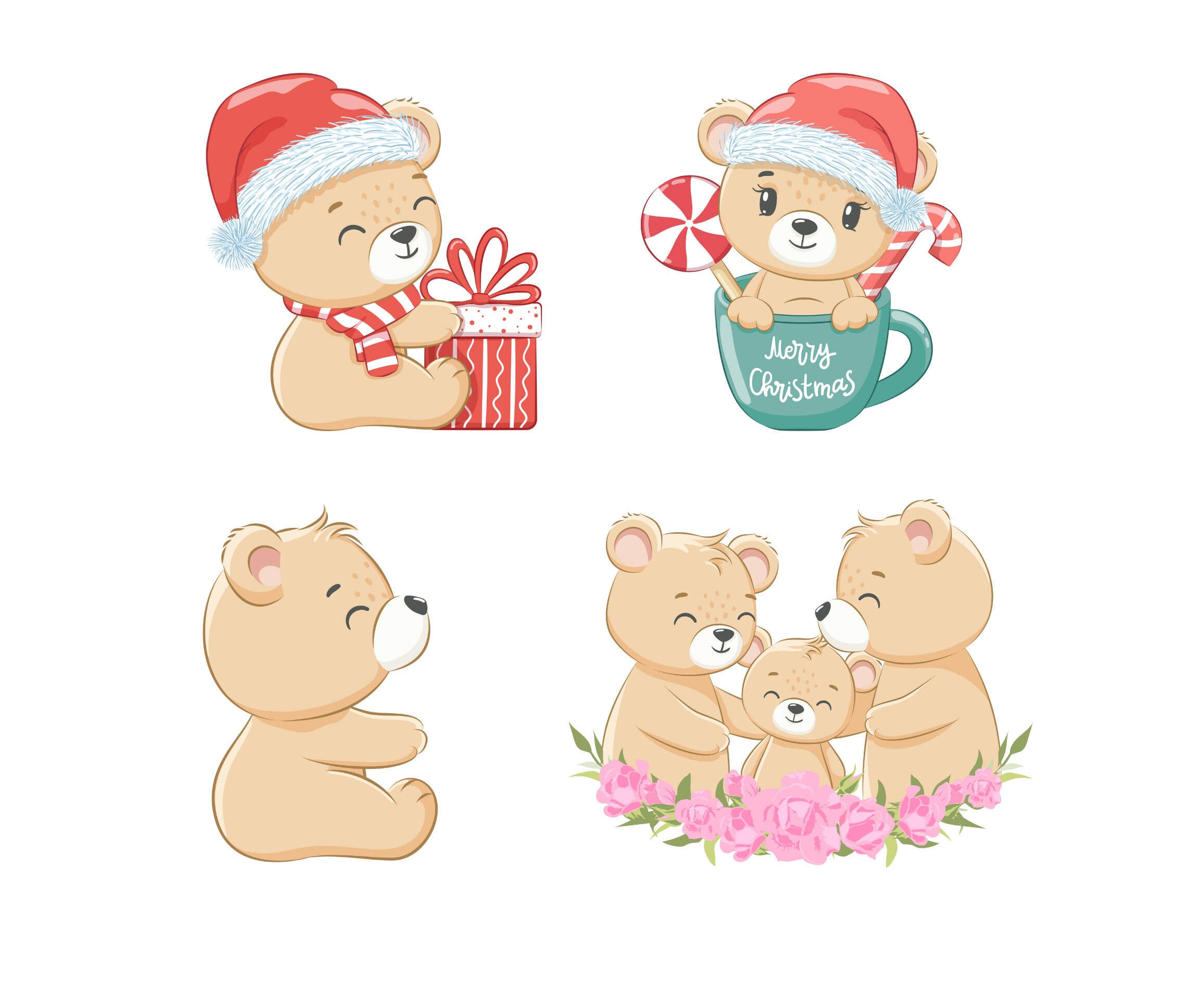 59 Cute Teddy Bear Clipart Bundle SVG PNG JPG Icons, Kawaii Teddy Bear ...