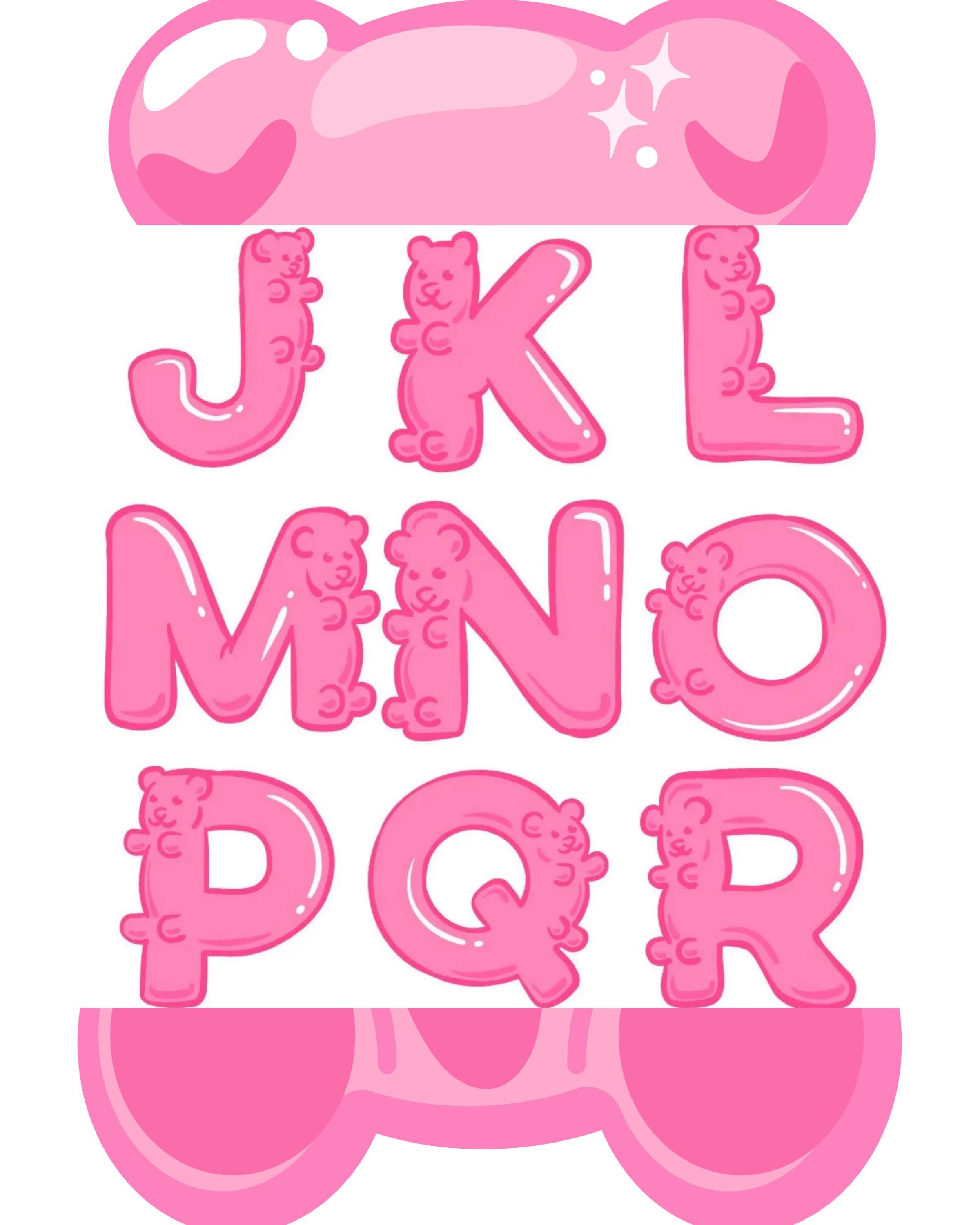 Gummy Bear Font: Pink Bubbly Letters, Numbers PNG SVG (commercial Use ...