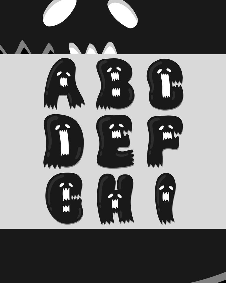Spooky Ghost Font: Scream Halloween Letters (PNG SVG) - Etsy