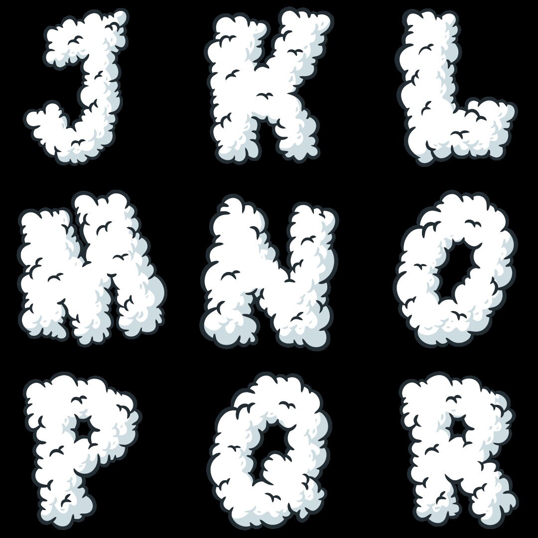 3D Clouds Letters Font PNG SVG, Cloud Letters, 3D Cute Playful Letters ...