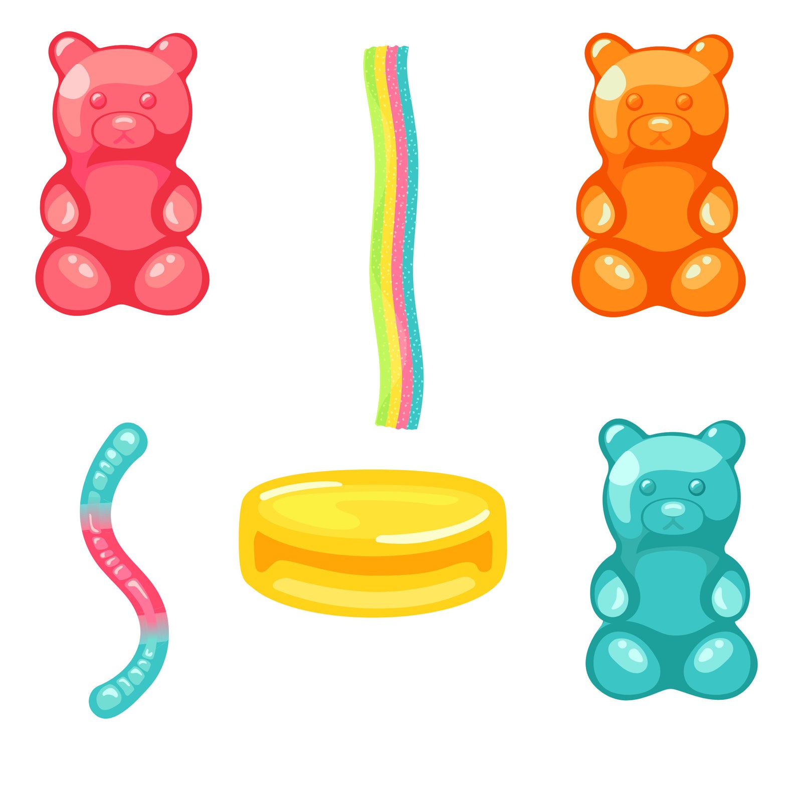 Gummy Candy Clipart Bundle: Sweets Stickers, Digital Design (SVG, PNG ...