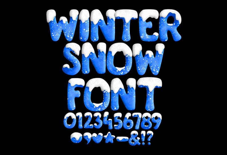 Winter Snow Watercolor Letters Font PNG SVG, Frozen Alphabet, 3D Frozen ...