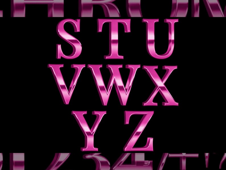 3D Pink Chrome Letters Metallic Font PNG SVG, Chrome Pink Letter ...