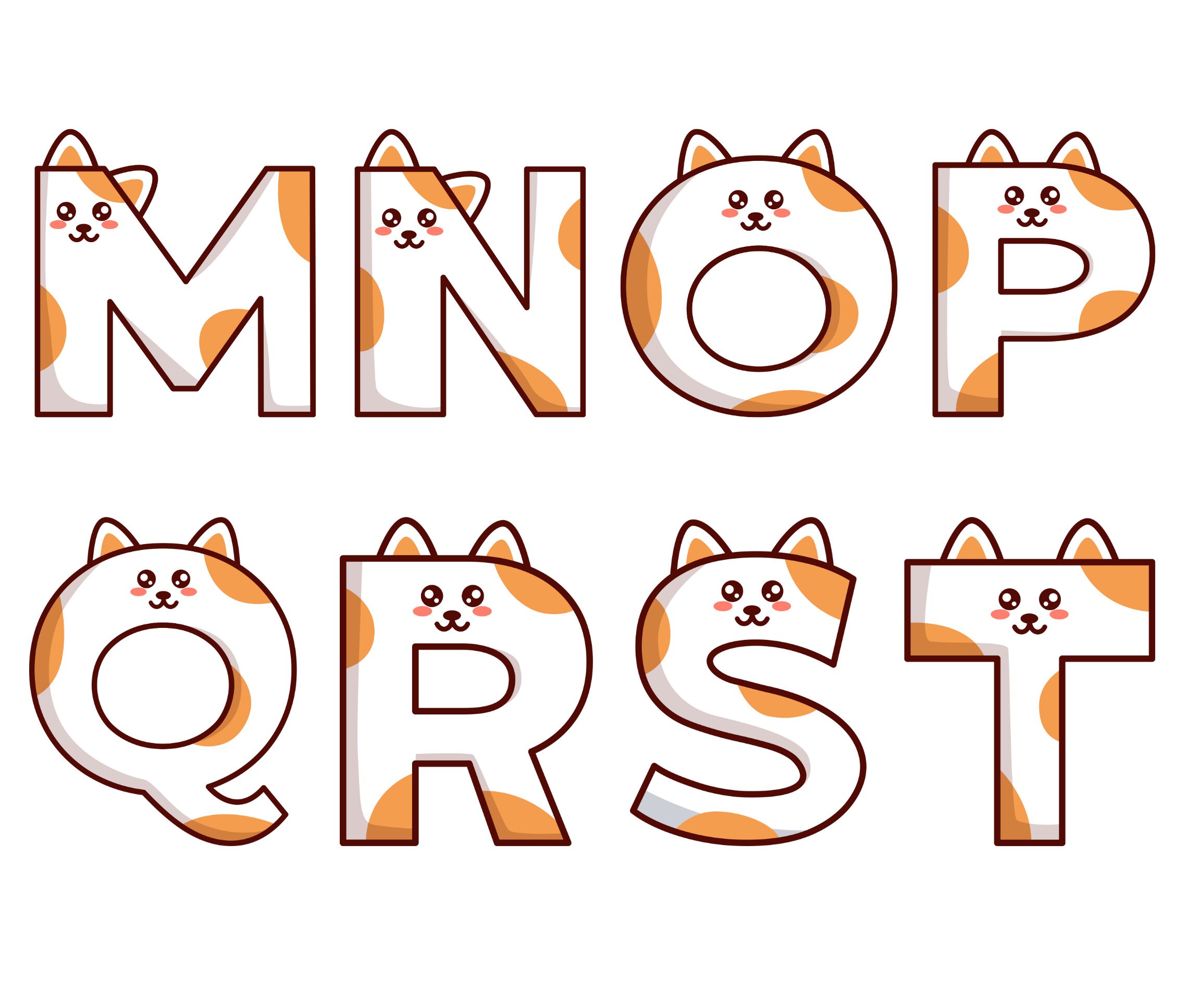 Cute A-Z Letters & Numbers Clipart Set SVG PNG JPG, Cat Alphabet ...