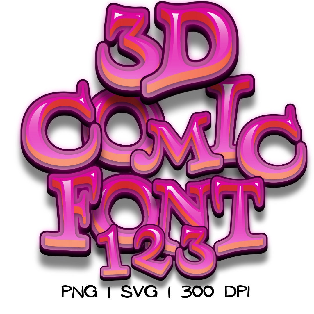 3D Comic Letters SVG, Graffiti Font PNG, Pink Alphabet, Doodle Alphabet ...