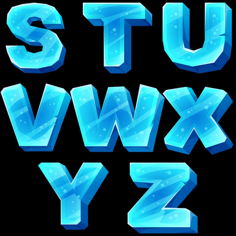 3D ICE Letters Font PNG SVG, Frozen Alphabet, 3D Frozen Letters Bundle ...