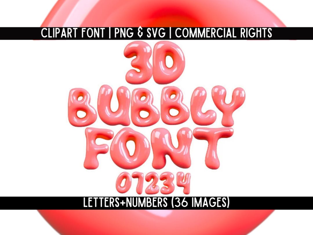 3D Bubble Letters Red Font PNG SVG, Red Bubbly Letter, Summer Cute ...