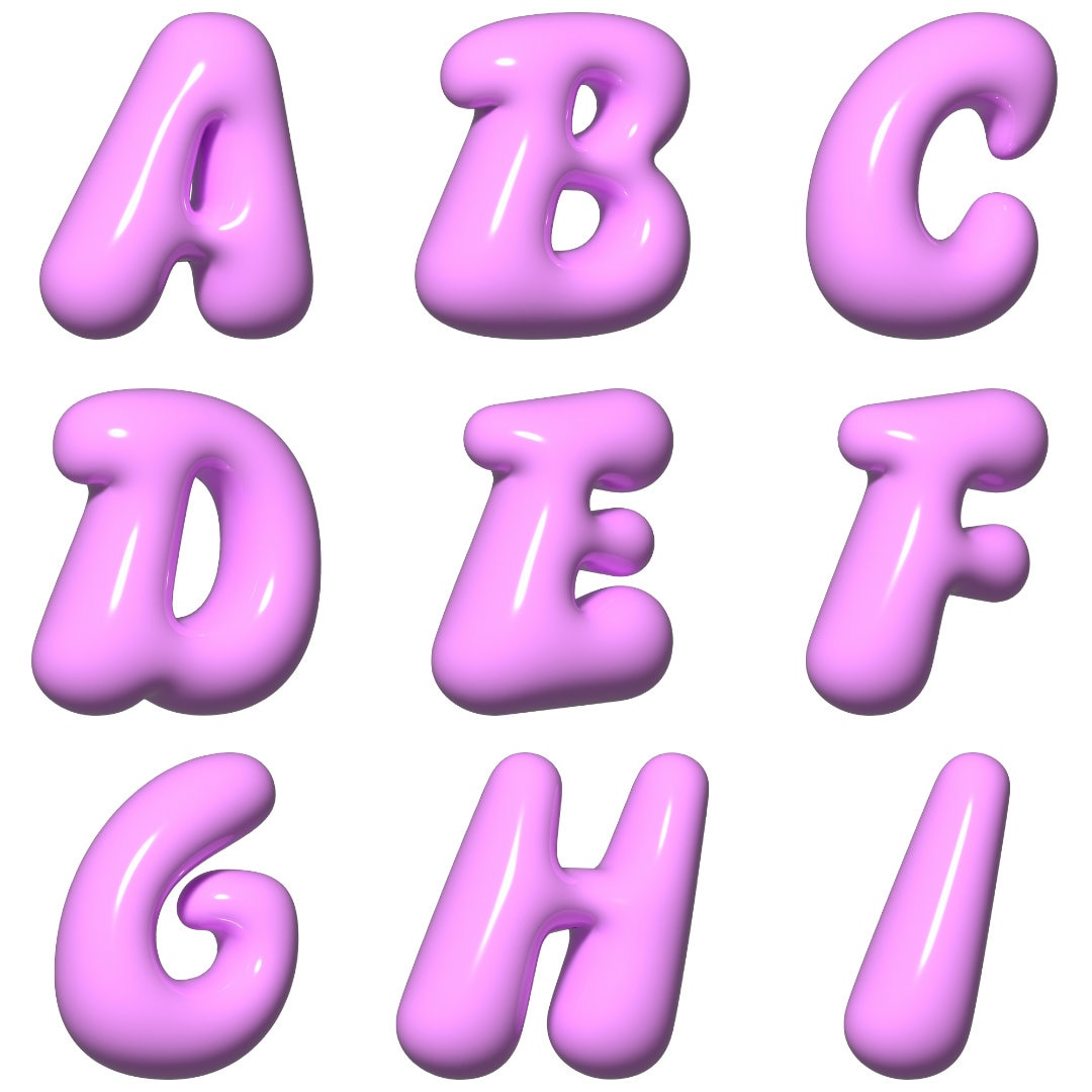 3D Bubble Letters Pink Font PNG SVG, Bubble Gum Pink Letters, Summer ...