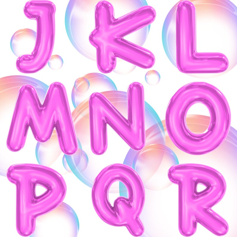 3D Bubble Letters Hot Pink Font PNG SVG, Pink Bubbly Letter, Summer ...