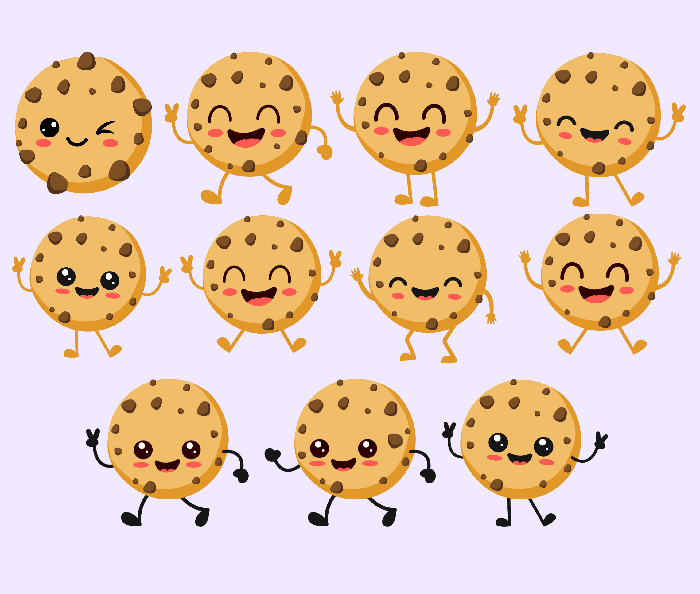 19 Cute Cookie Clipart Bundle SVG PNG JPG Kawaii Cookie Baby Cookie ...