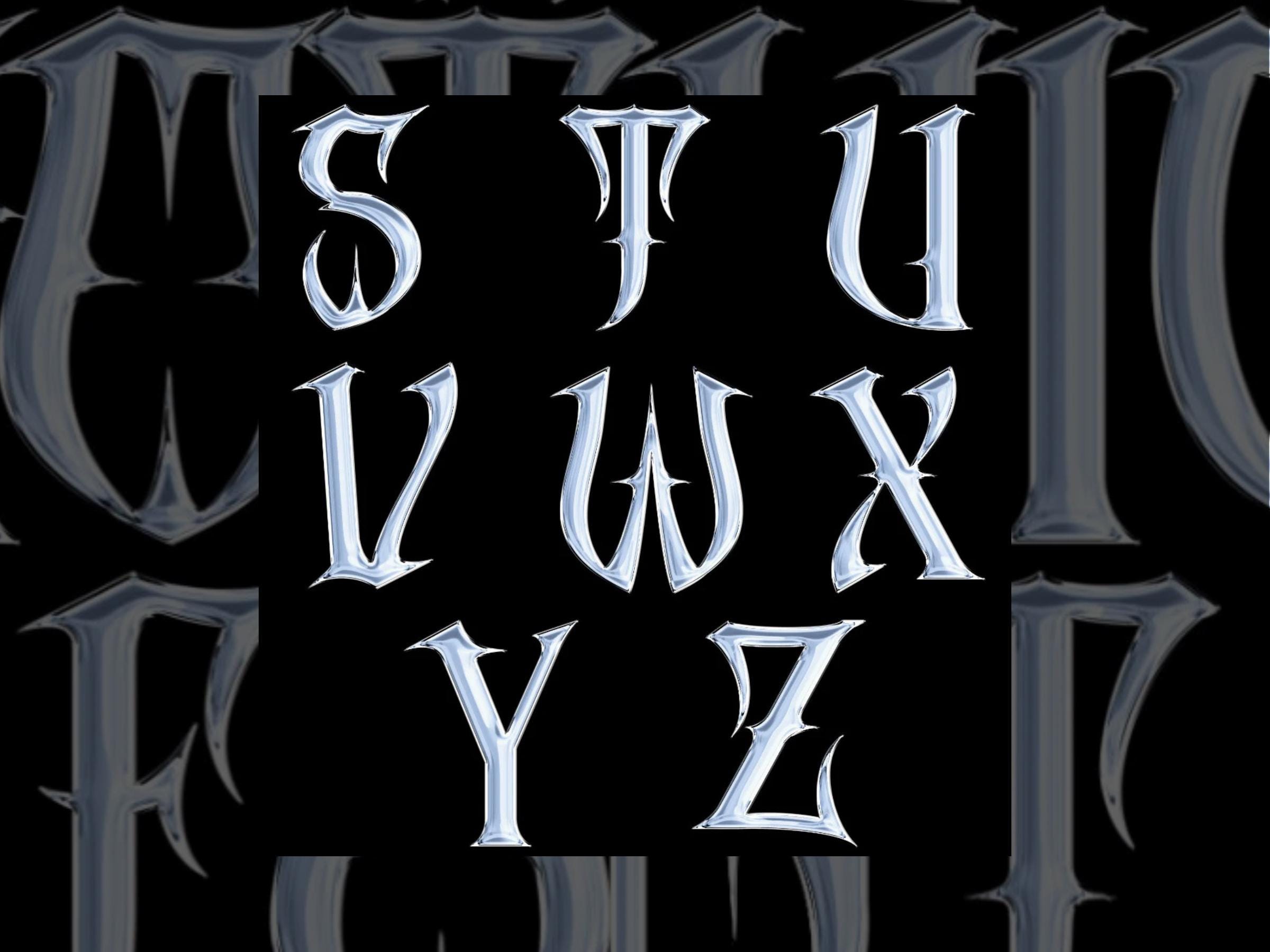 Silver Gothic Font: Metallic Alphabet SVG PNG (digital Download) - Etsy