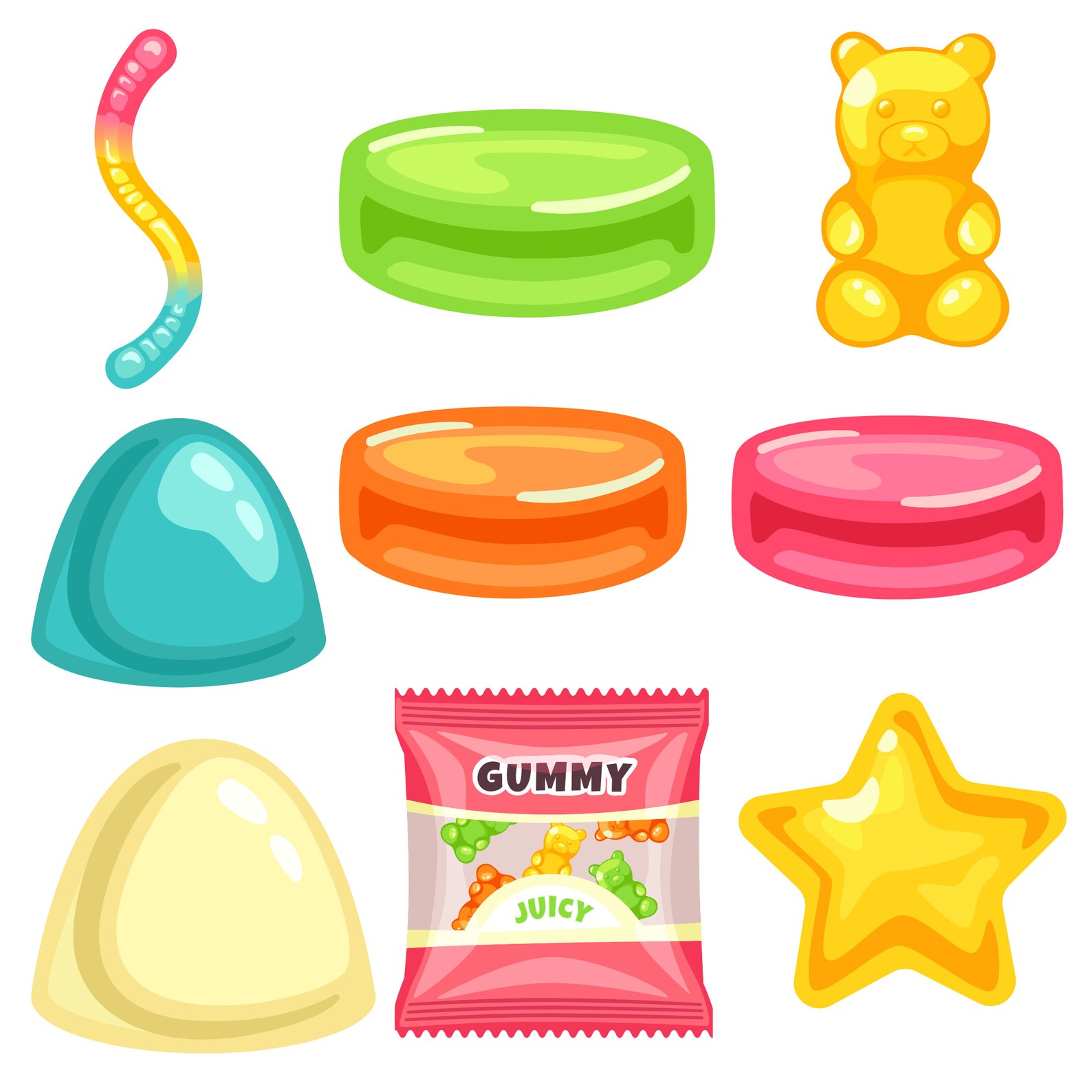 Gummy Candy Clipart Bundle: Sweets Stickers, Digital Design (SVG, PNG ...