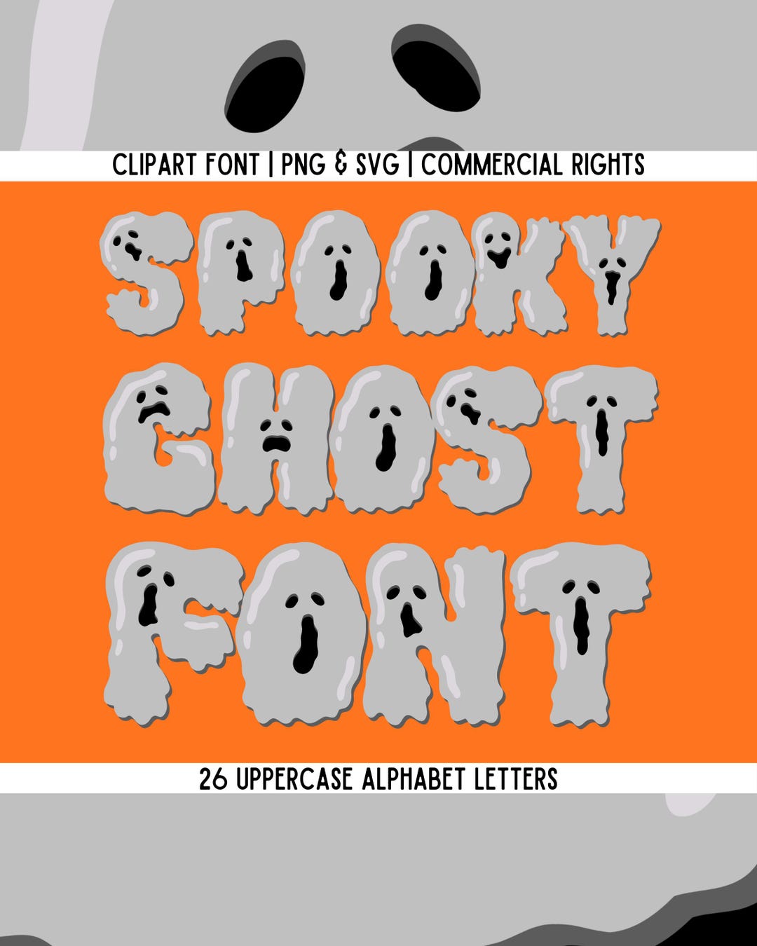 Spooky Ghost Font: Scream Halloween Letters (PNG SVG) - Etsy