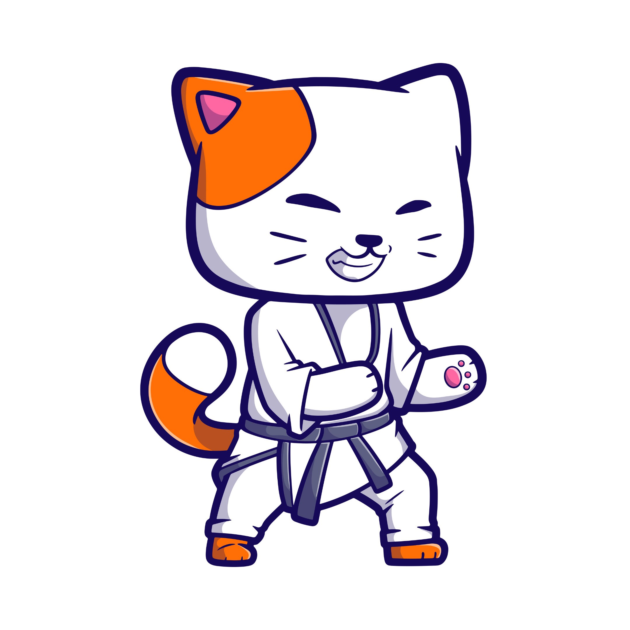 Kawaii Cute Cat Karate Clipart Bundle of 9 SVG PNG Kawaii Stickers With ...