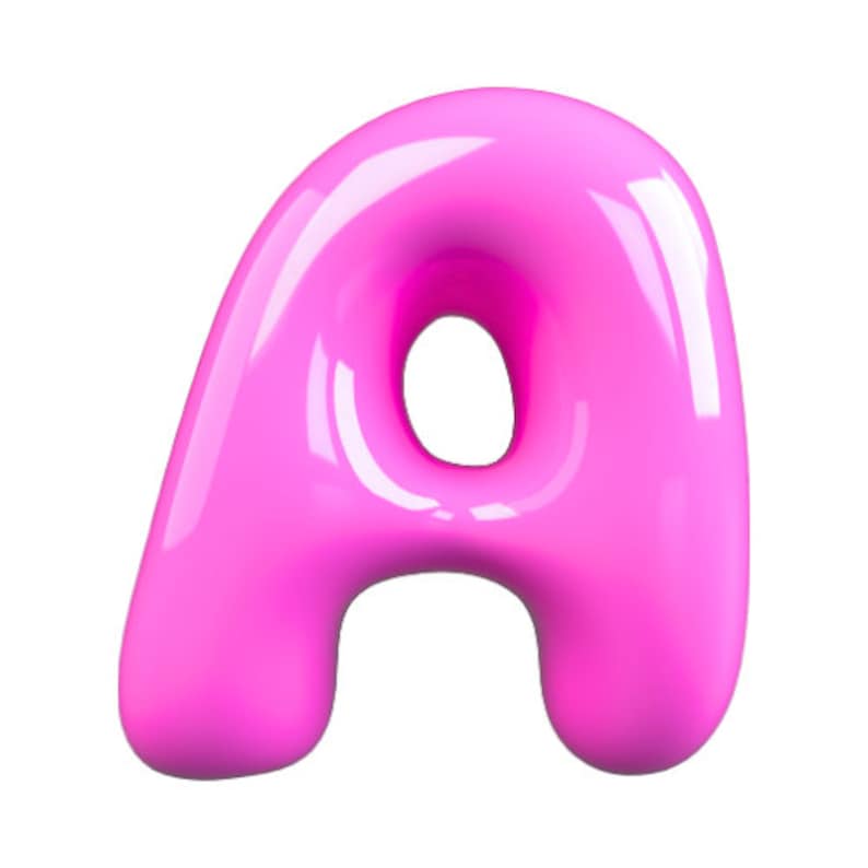 3D Bubble Letters Pink Font PNG SVG, Hot Pink Bubbly Letter, Summer ...